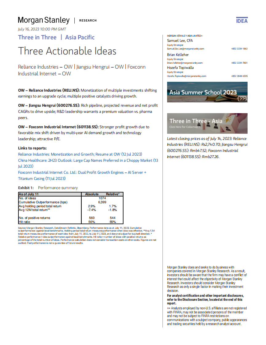 Morgan Stanley-Three in Three Three Actionable Ideas-.pdf-报告查一查