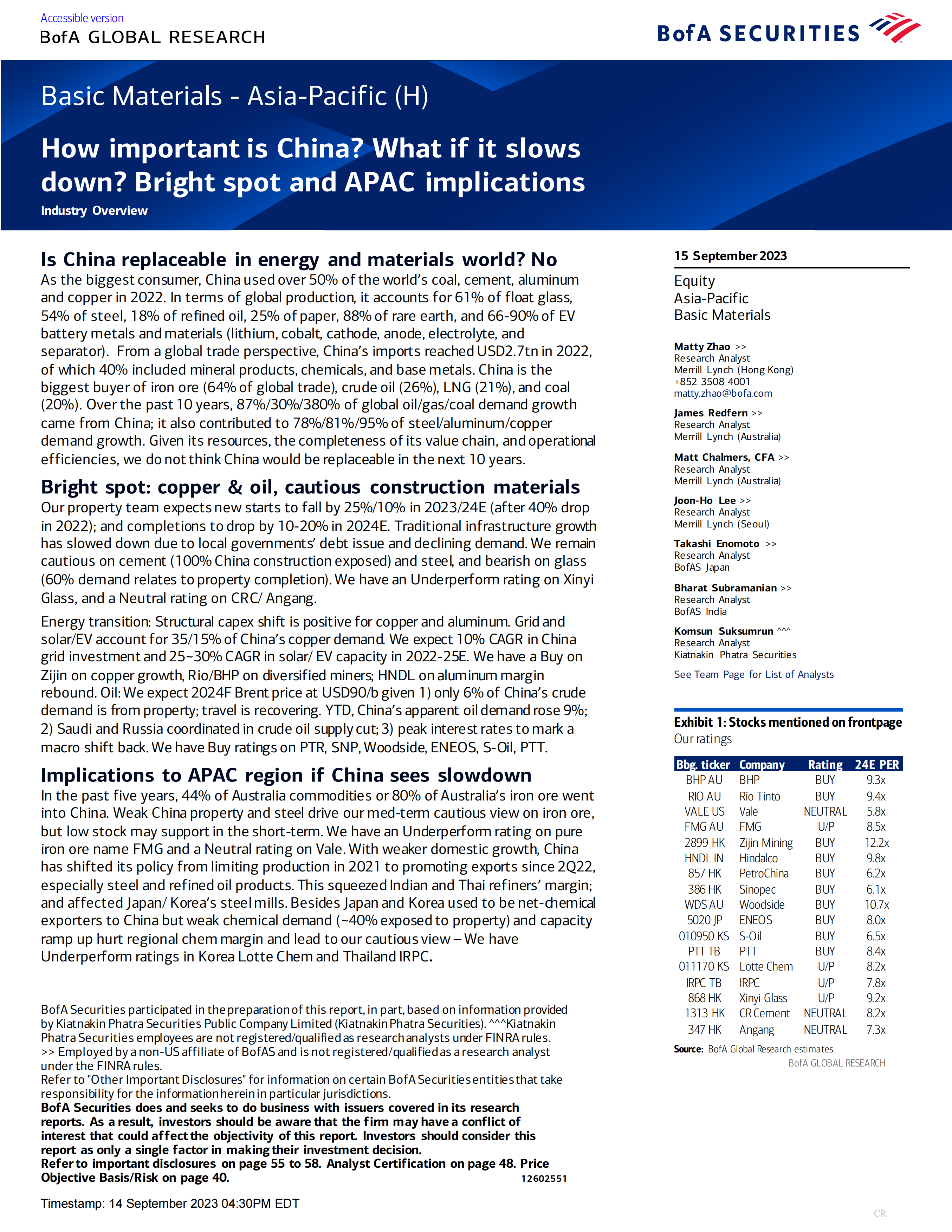 BofA Global Research-Basic Materials - Asia-Pacific (H) How important ...