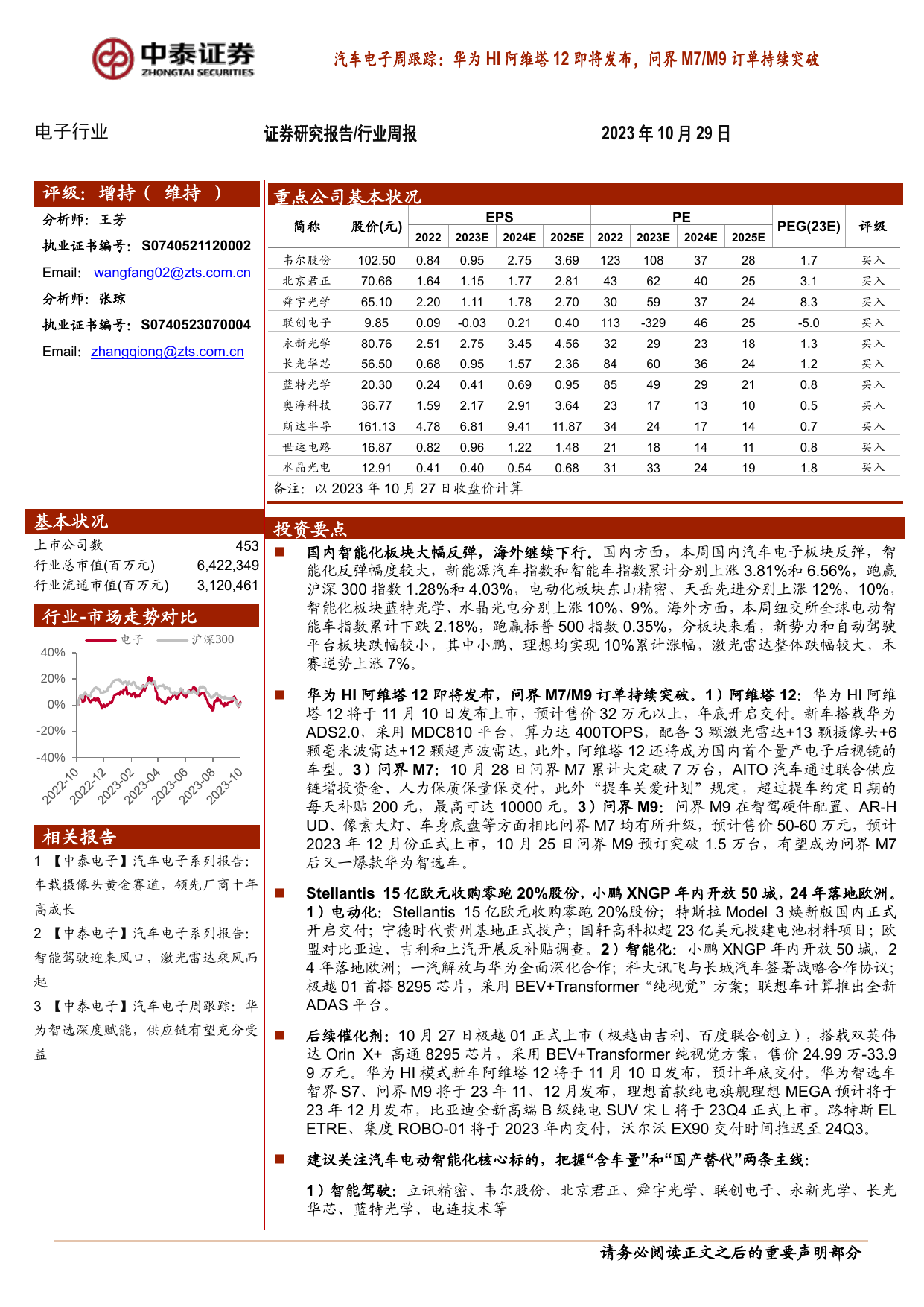 汽车电子周跟踪：华为HI阿维塔12即将发布，问界M7/M9订单持续突破.pdf-报告查一查