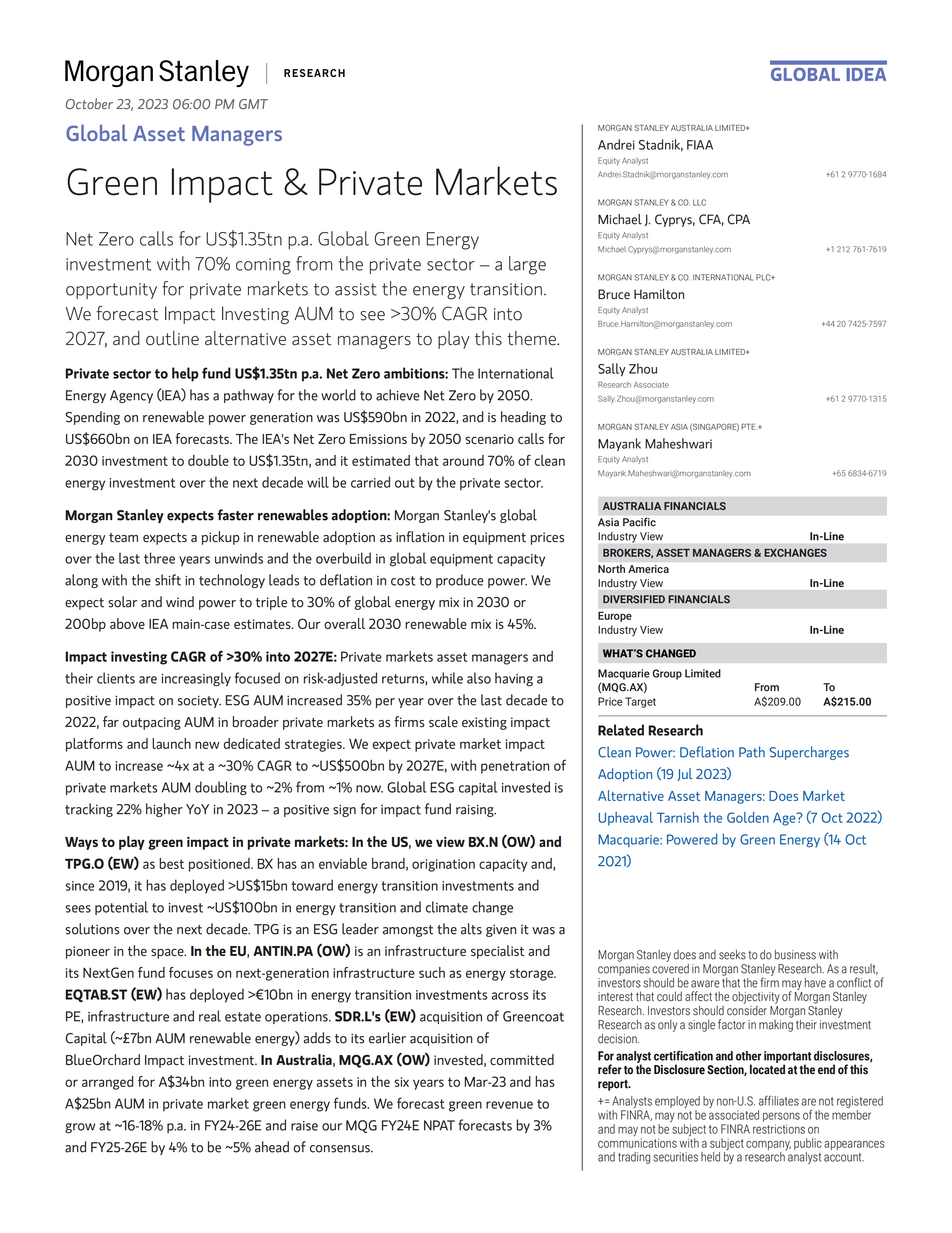 Morgan Stanley-Global Asset Managers Green Impact Private Markets ...