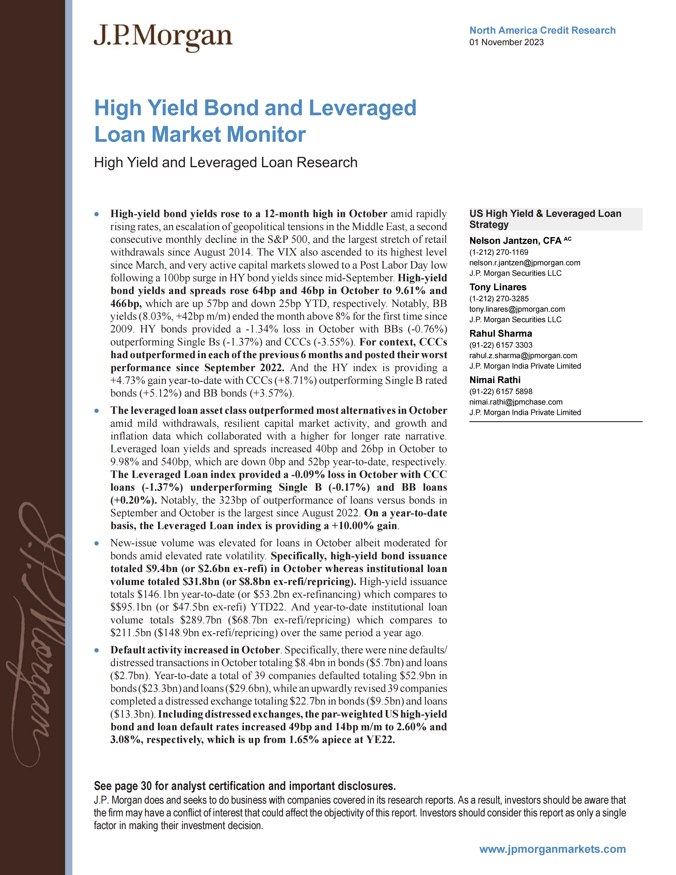 JPMorgan Econ FI-High Yield Bond and Leveraged Loan Market Monitor High Yield...-104746634.pdf-报告查一查